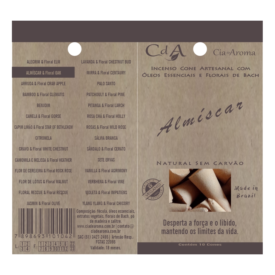 Incenso Cone Almíscar 10 Cones - CdA Cia de Aroma - Loja B2B
