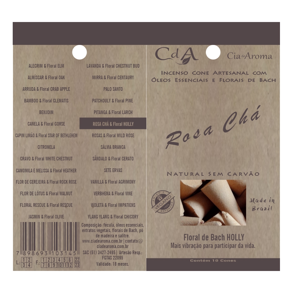 Incenso Cone Rosa Chá 10 Cones - CdA Cia de Aroma - Loja B2B